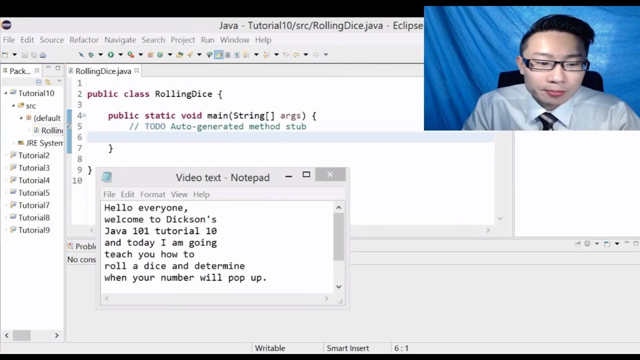 Dickson's Java101 Tutorial 10 - Creating a Dice