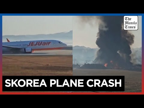 Aircraft erupts into a fireball shortly after landing in South Korea