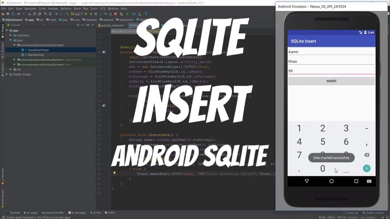 Android SQLite Tutorial 61 - SQLite Insert