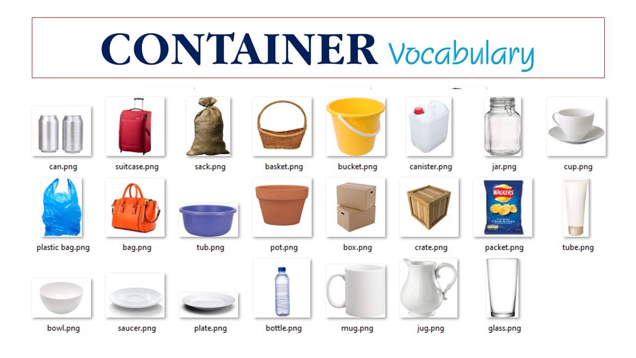 Container Vocabulary | English vocabulary with picture | Practice English daily