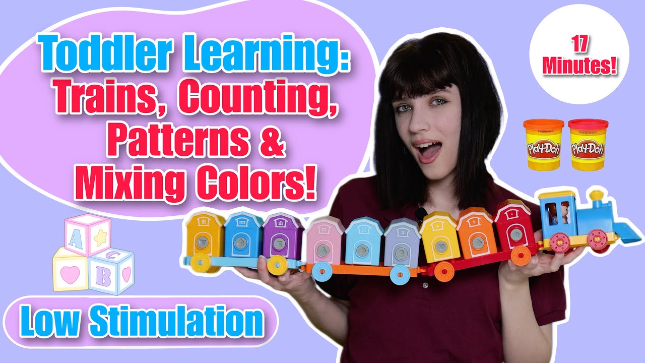 Toddler Preschool Learning | Low Stim | Trains, Mixing Colors, Animals, Blocks, Patterns & more!