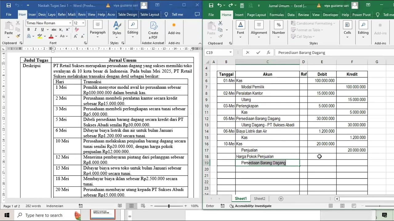TUGAS 1 LABORATORIUM PENGANTAR AKUNTANSI UNIVERSITAS TERBUKA JURNAL UMUM