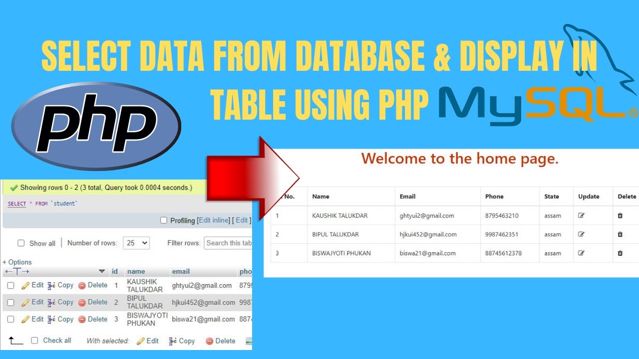 How to Select Data from Database in PHP & Display in Table Format | PHP,  MySQL Tutorial.