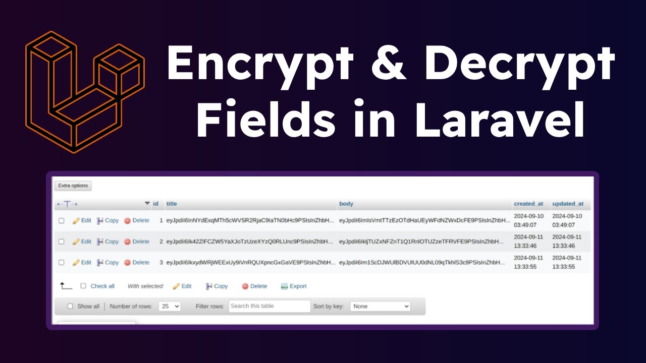 Laravel Encrypt and Decrypt Database Fields