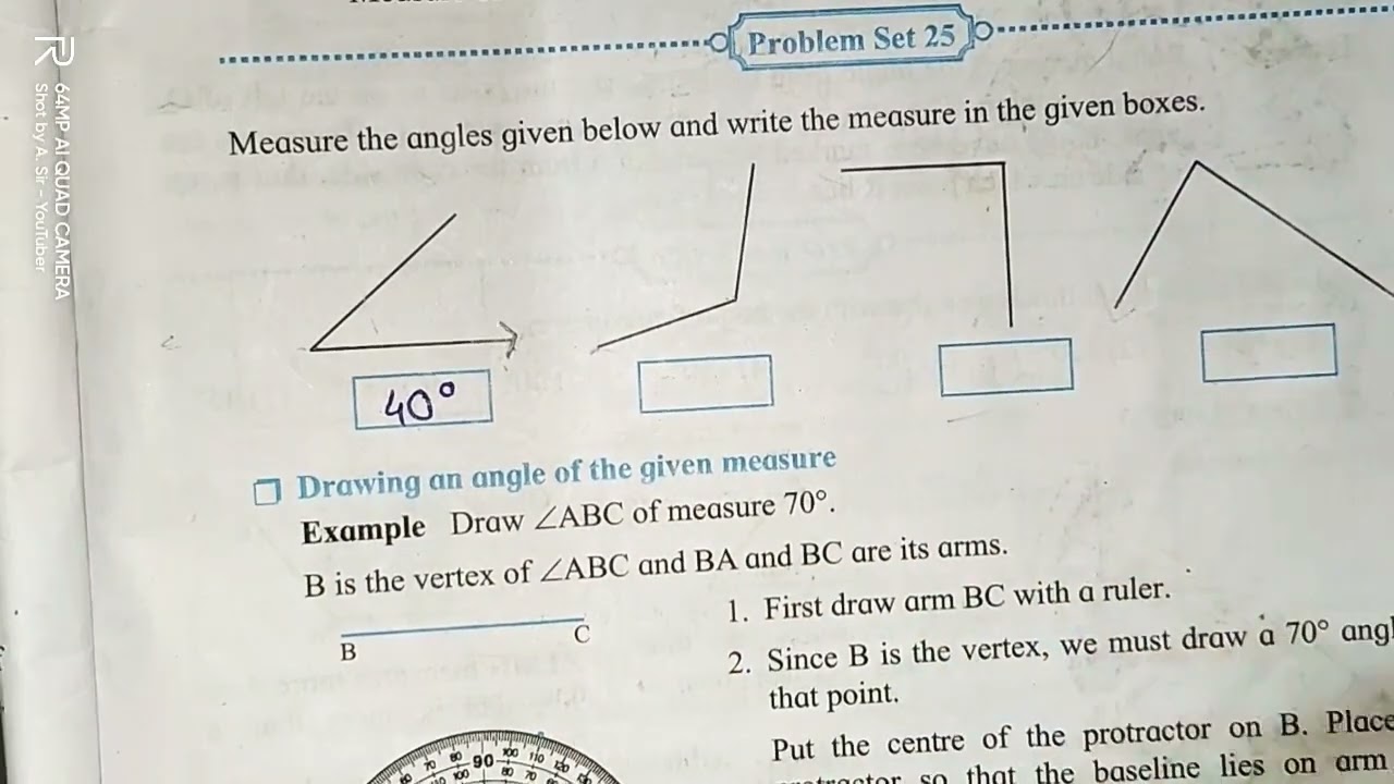 Problem Set 25 Class 5 Angles Maths Subject standard 5