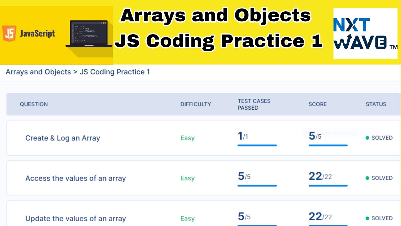 Arrays and Objects | JS Coding Practice 1 Answers | JavaScript | NxtWave | CCBP 4.0