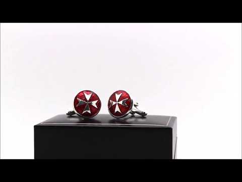 Maltese Cross Cufflinks - Item Code: MX02CUFFbRED
