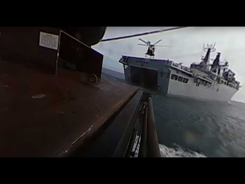 Landing Craft Exits HMS Bulwark (360° Video) - Forces TV