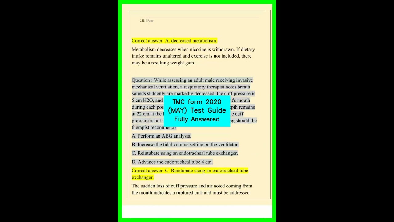 TMC form 2020 MAY Test Guide Fully Answered video