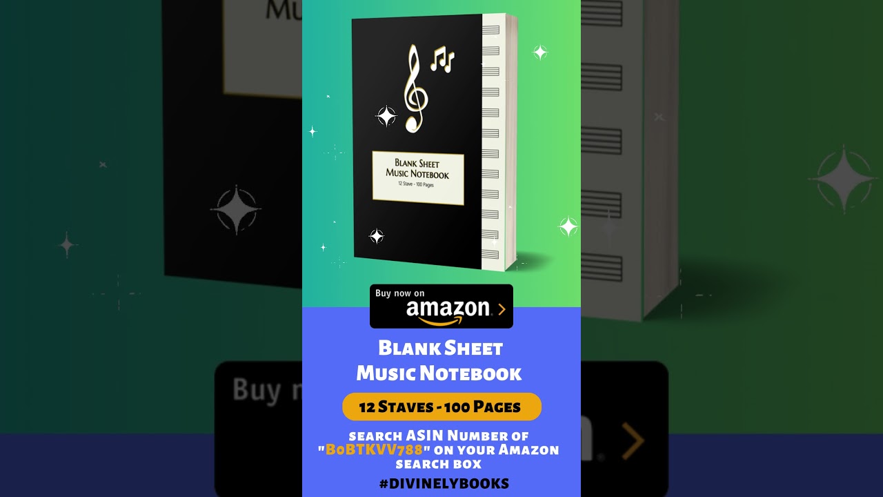 Blank Sheet Music Notebook 8.5 x 11 Music Manuscript Paper 12 Stave 100 Pages