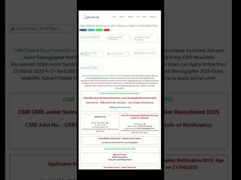 CSIR CRRI JSA Recruitment 2025 Syllabus / Admit Card Avilable Now | 👉 Govformhub #admitcard #shorts