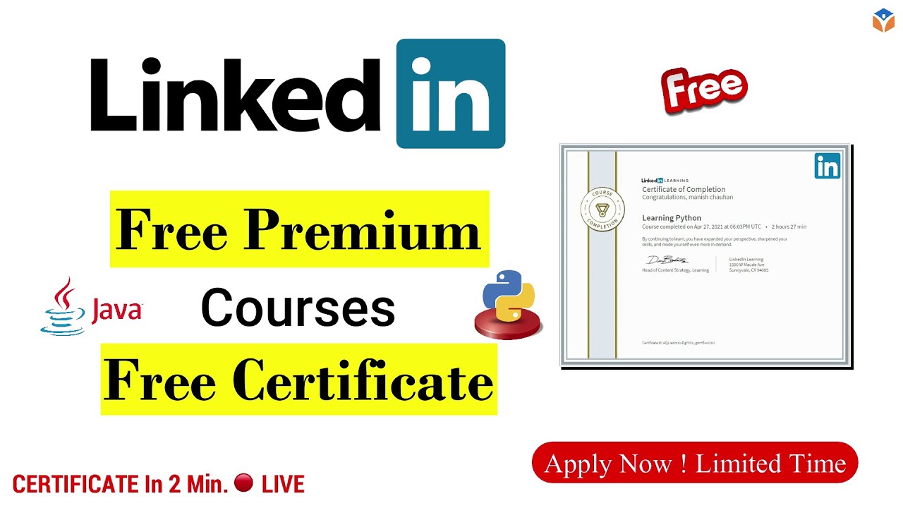LinkedIn Free Courses With Certificate Python Java JavaScript Free Course | Vamm Academy