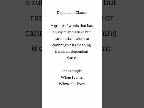 Dependent Clause | Dependent Clause in English grammar