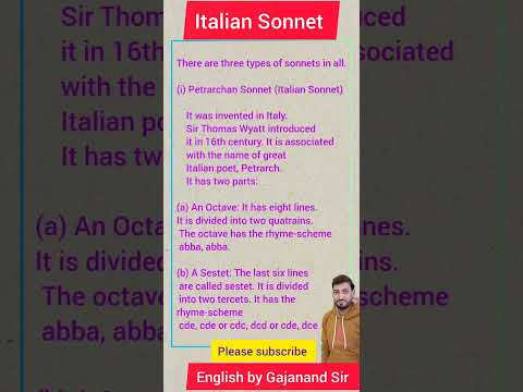 Italian Sonnet | Types of Sonnet | Petrarchan sonnet | Sonnet by Gajanand Sir | literary terms |