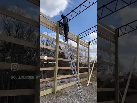 Hanging Trusses On A Massive 40x60 Pole Barn! #diy #polebarn #farmlife