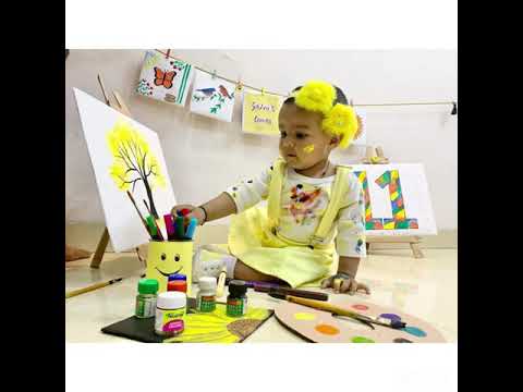 Baby monthly photoshoot at home on painting theme