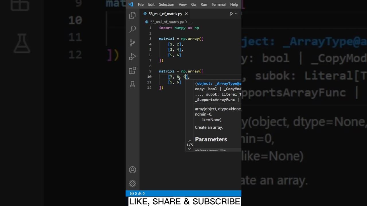 Multiplication of two Matrix #python #shorts #matrix