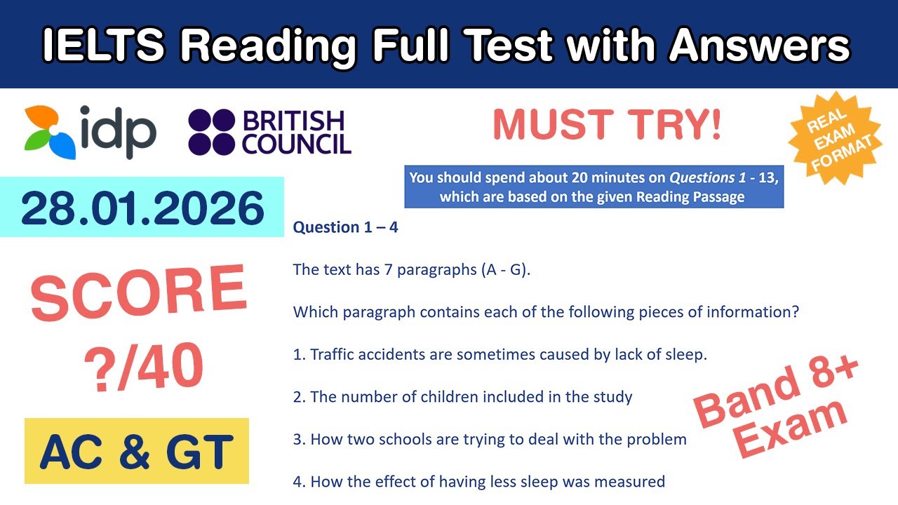 IELTS Reading Practice Test with Answers 28.01.2026 - Test #141