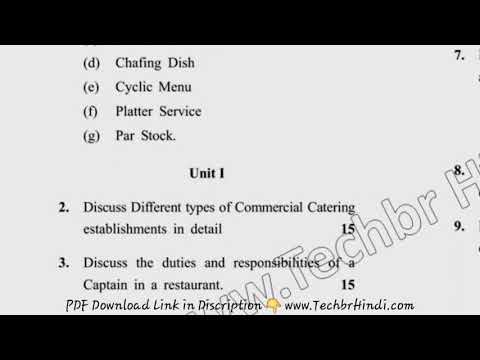 BHM 1st Sem Food & Beverage Service Foundation Question Paper