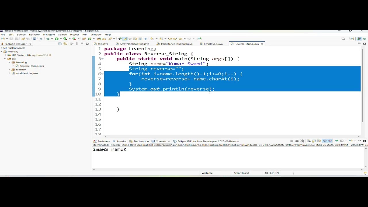 Java String Reverse Tutorial | Loop, StringBuilder.
