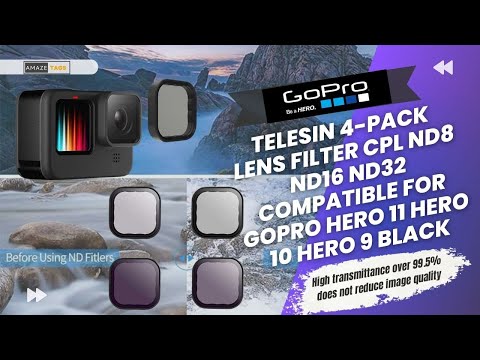 TELESIN 4 Pack Lens Filter CPL ND8 ND16 ND32 Compatible for GoPro Hero 11 Hero 10 Hero 9 Black2