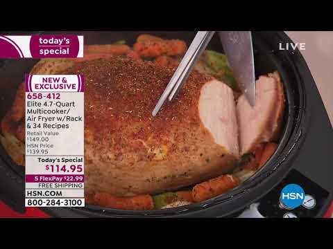 Elite 4.7Quart Multicooker/Air Fryer with Rack and 34 Re...
