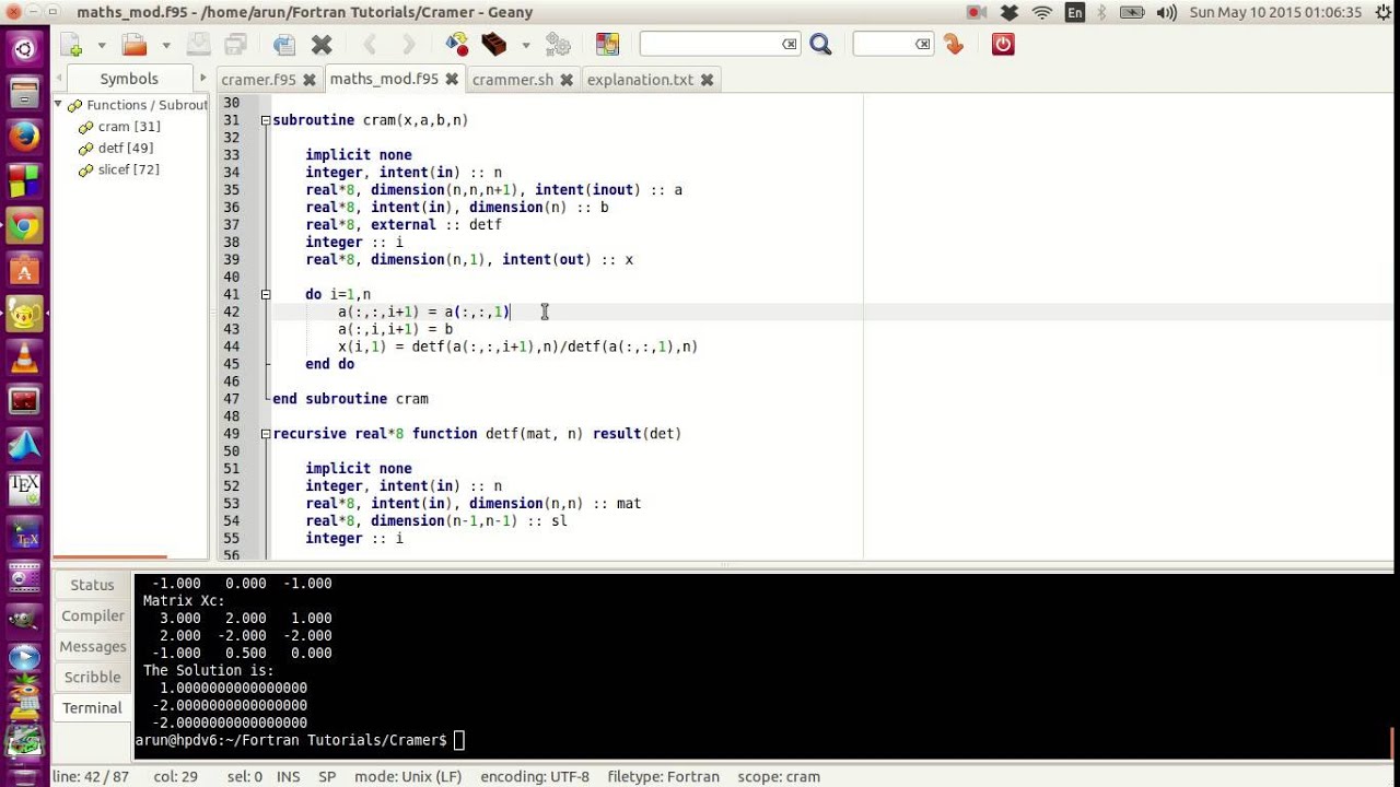 Fortran Programming Tutorials (Revised) : 039 : Cramer's rule