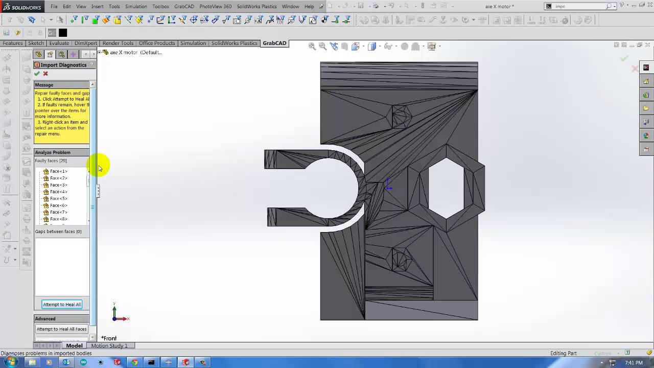GrabCAD STL into SolidWorks