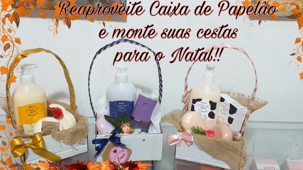 Olha essas Cestas de papelão, tamanho IDEAL para VOCÊ montar com seus PRODUTOS e VENDER no Natal!!