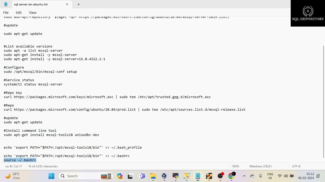 SQL Server Linux - connect using command line tool (sqlcmd)