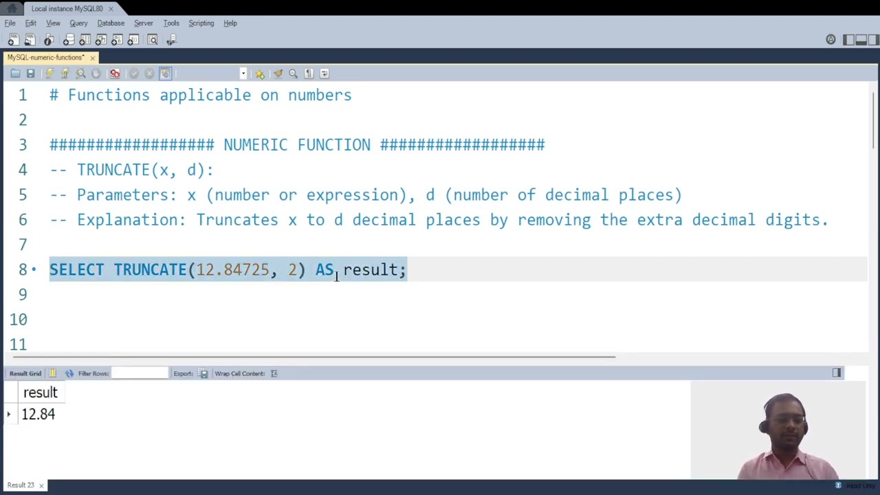 MySQL Numeric functions 08 TRUNCATE