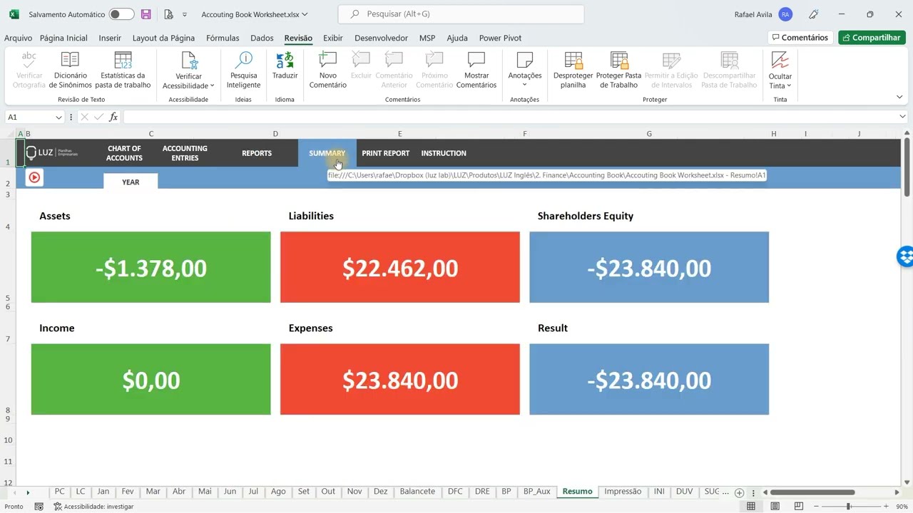 Accounting Book Excel Spreadsheet Template - Tutorial Video