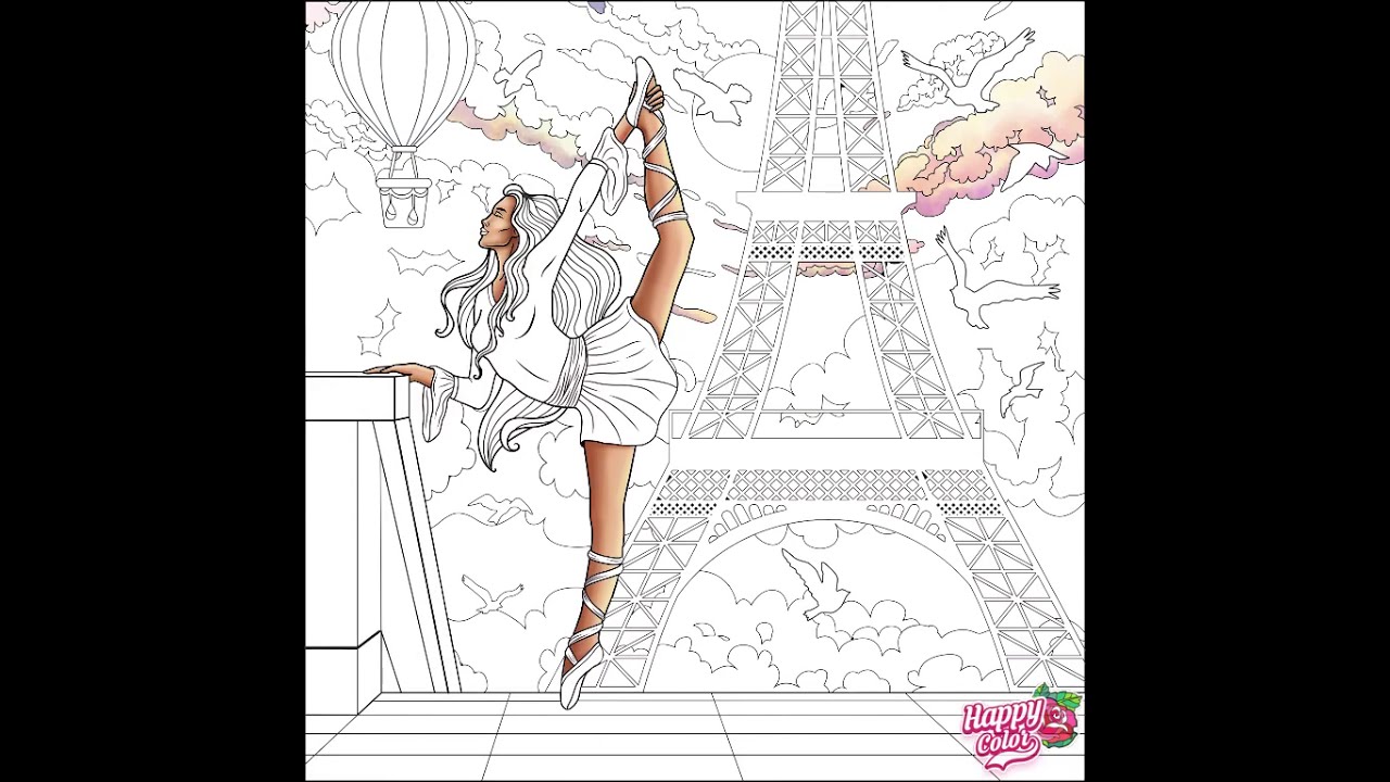 Happy Color Would You Dance At The Eiffel Tower In Beautiful Paris? Coloring Page