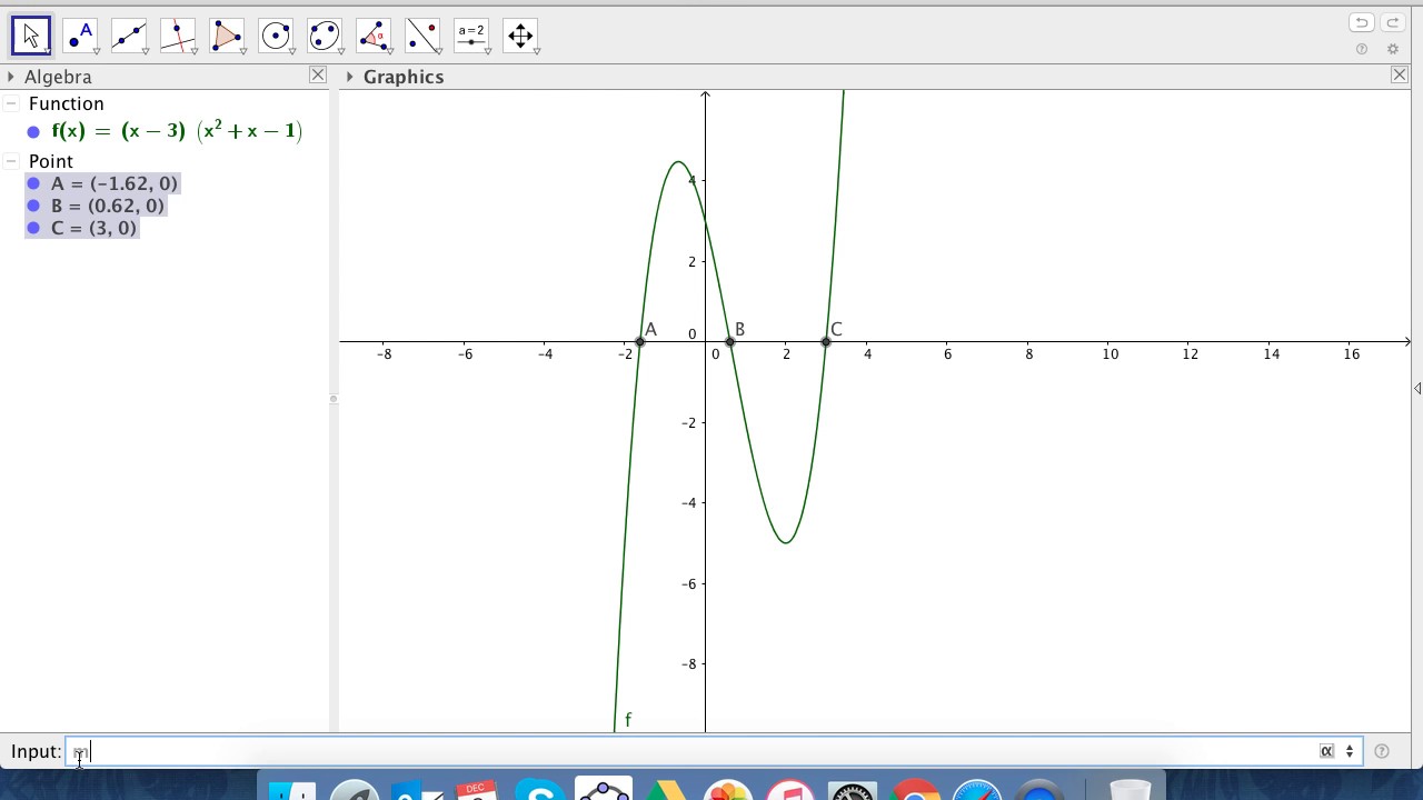 5 8 Roots, Max, Min on GeoGebra