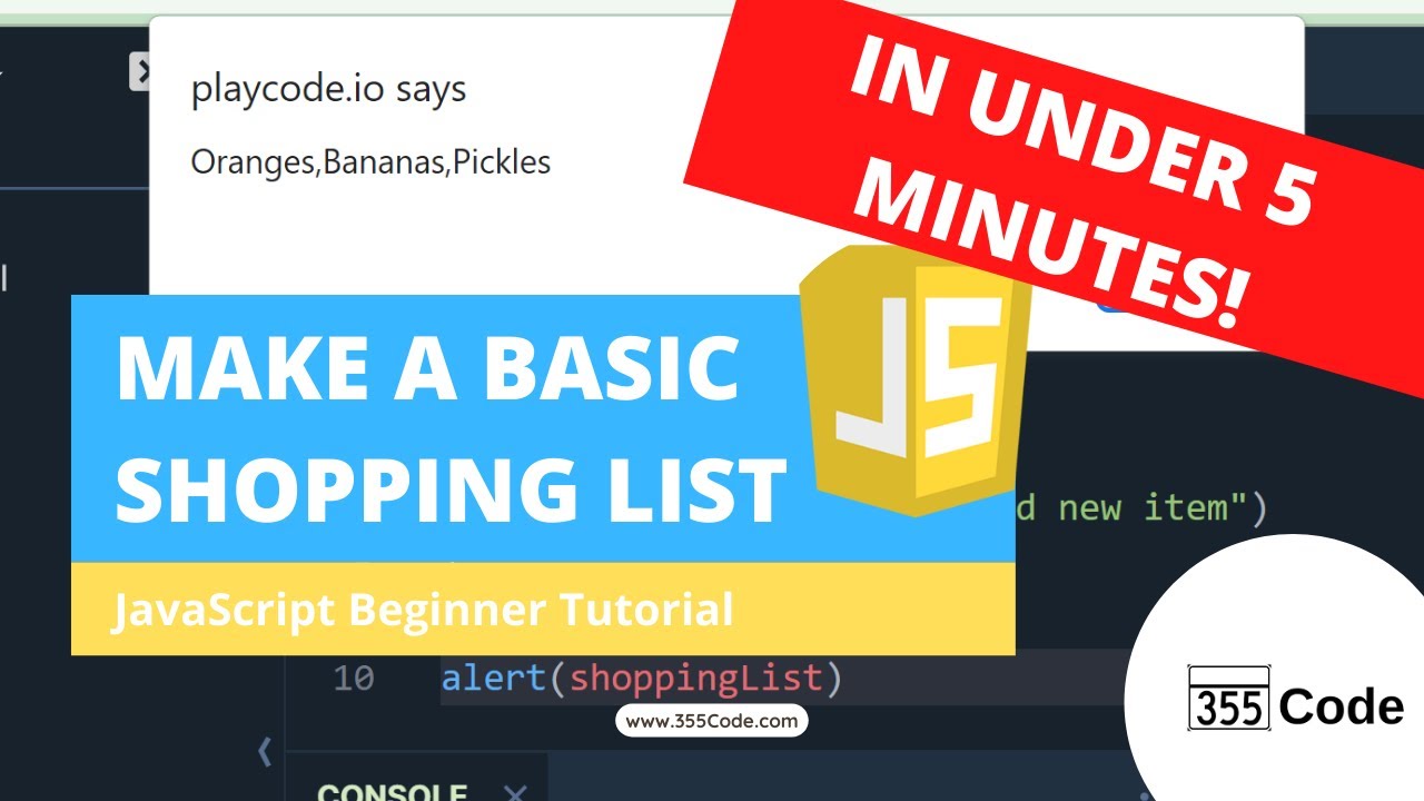 JavaScript Tutorial for Beginners - Make a Basic Shopping List in 5 MINUTES!