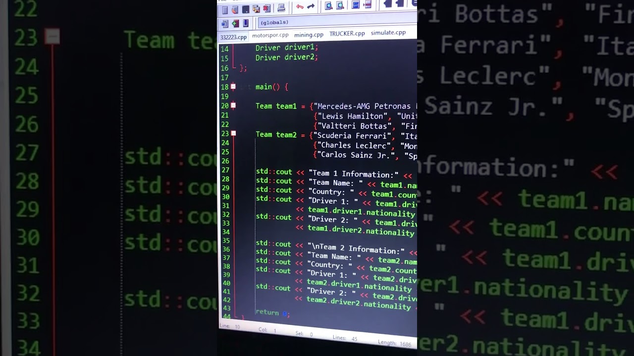 formula one c++#codingninja #coders #coderstokyo #codelife #codemasters #codinglife #code #coding