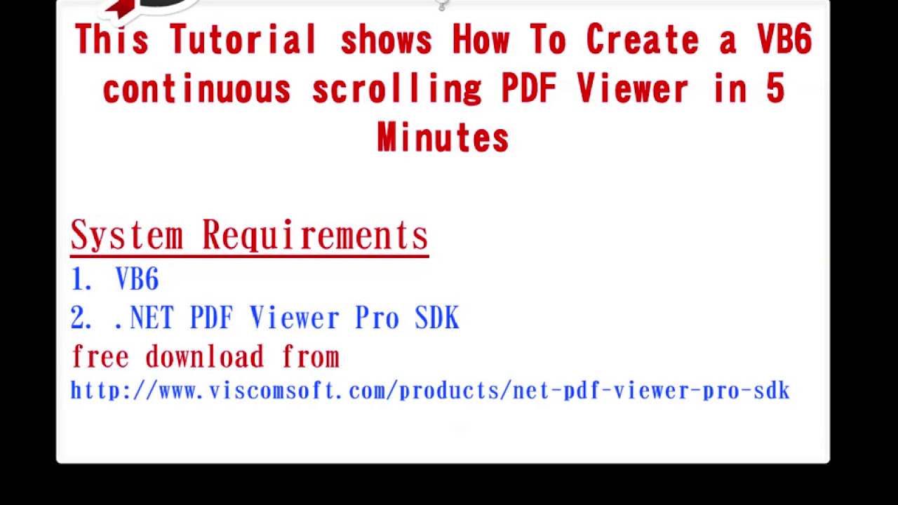 How To Create a VB6 continuous scrolling PDF Viewer in 5 Minutes