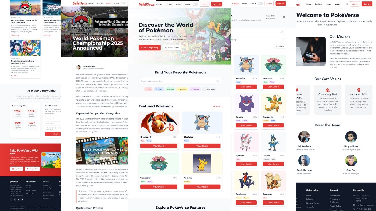Pokémon Website using HTML, CSS & JavaScript