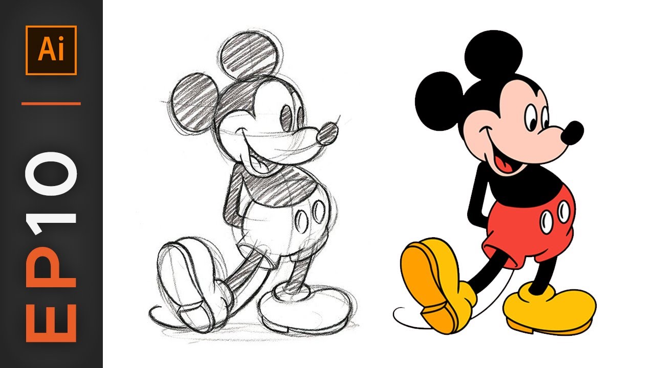 Draw Mickey Mouse in Adobe Illustrator (Step by Step) | Adobe Illustrator Tutorial