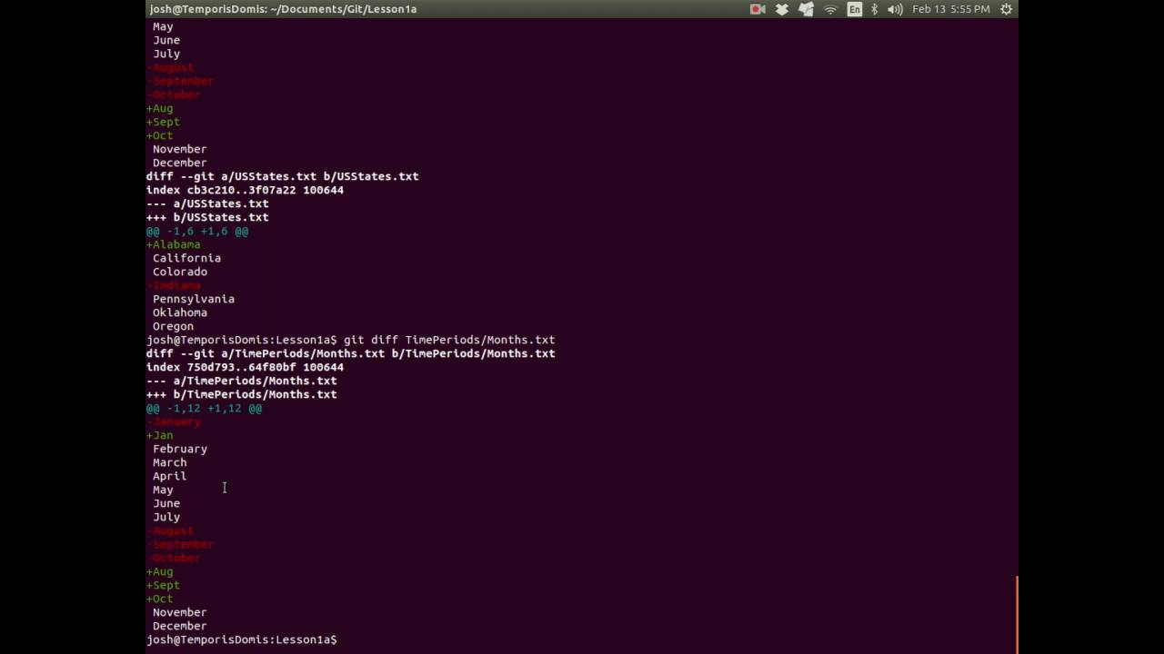 Git Command Line - Lesson 1, Part 3 - Committing changes to files