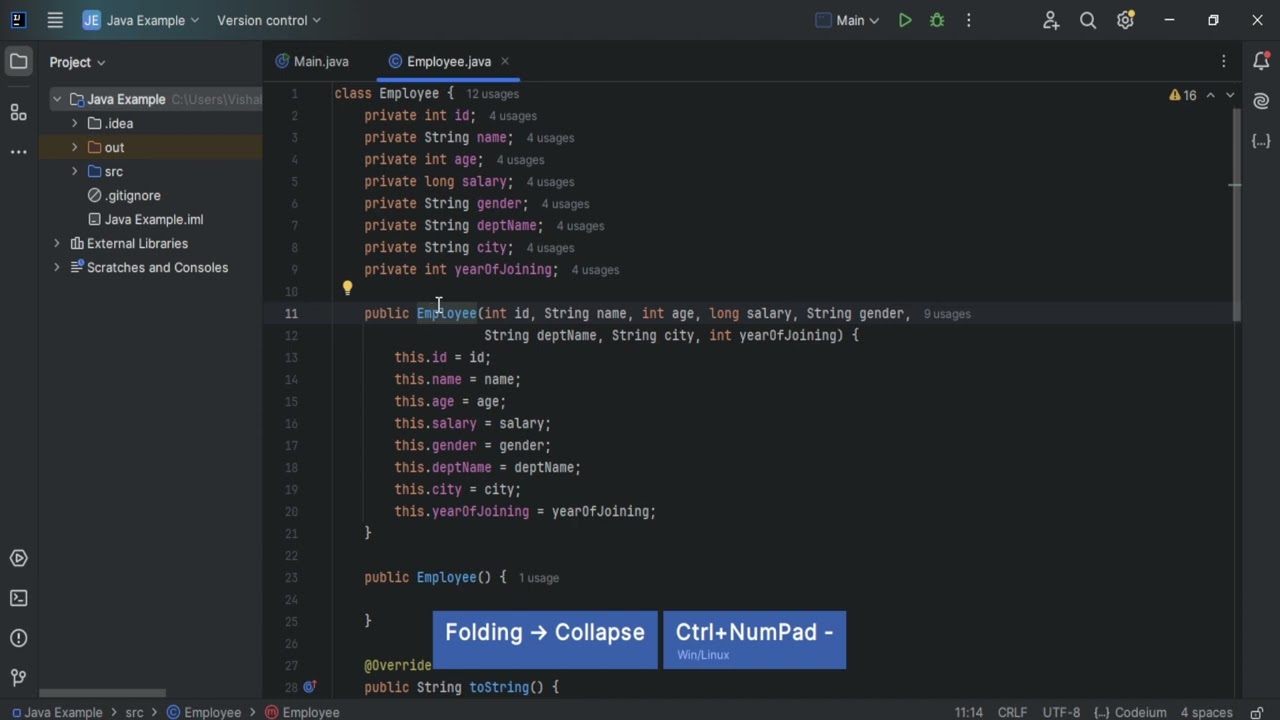 10.Collapse Code in IntelliJ IDEA