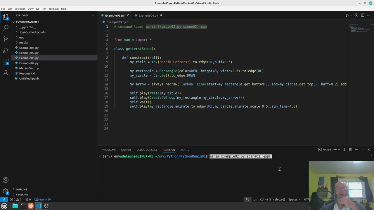 Demo Simple manim run in VS Code