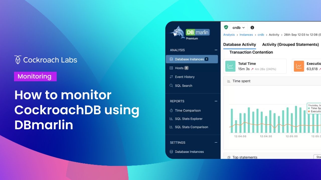 How to monitor CockroachDB using DBmarlin | Monitoring CockroachDB