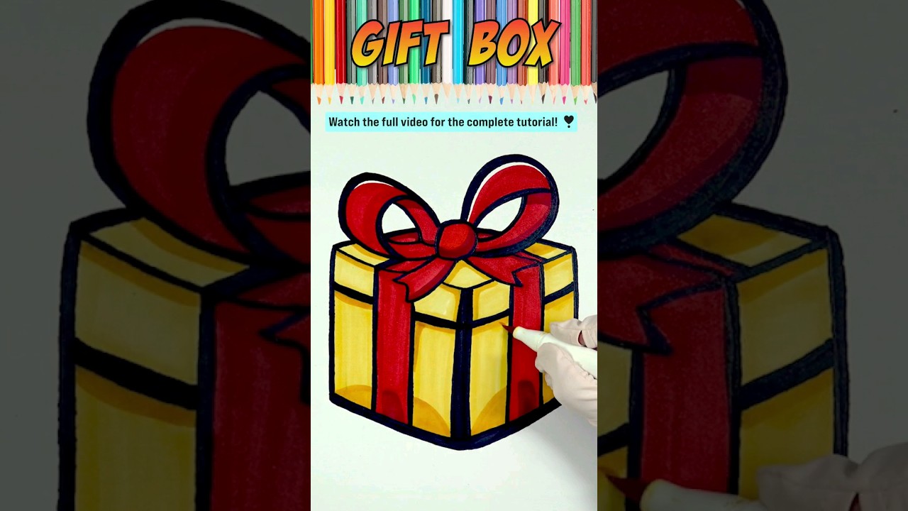 How to draw a Gift Box #shorts #satisfying #coloring #drawingforkids #art #drawing