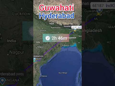Guwahati to Hyderabad flight Route ✈️ || Assam to Telangana ||