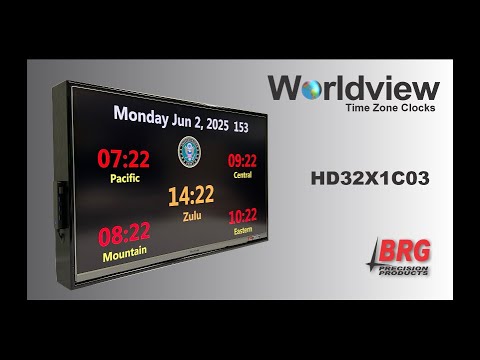 HD32X1C03 Worldview Time Zone Clock by BRG Precision Products