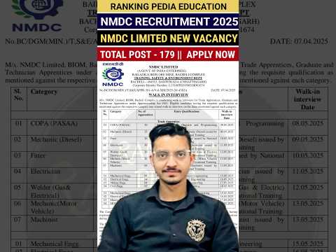 NMDC Limited Recruitment 2025 #shortsfeed #apprentice #job #newvacancy2025 #jobs2025 #nmdc #vacancy