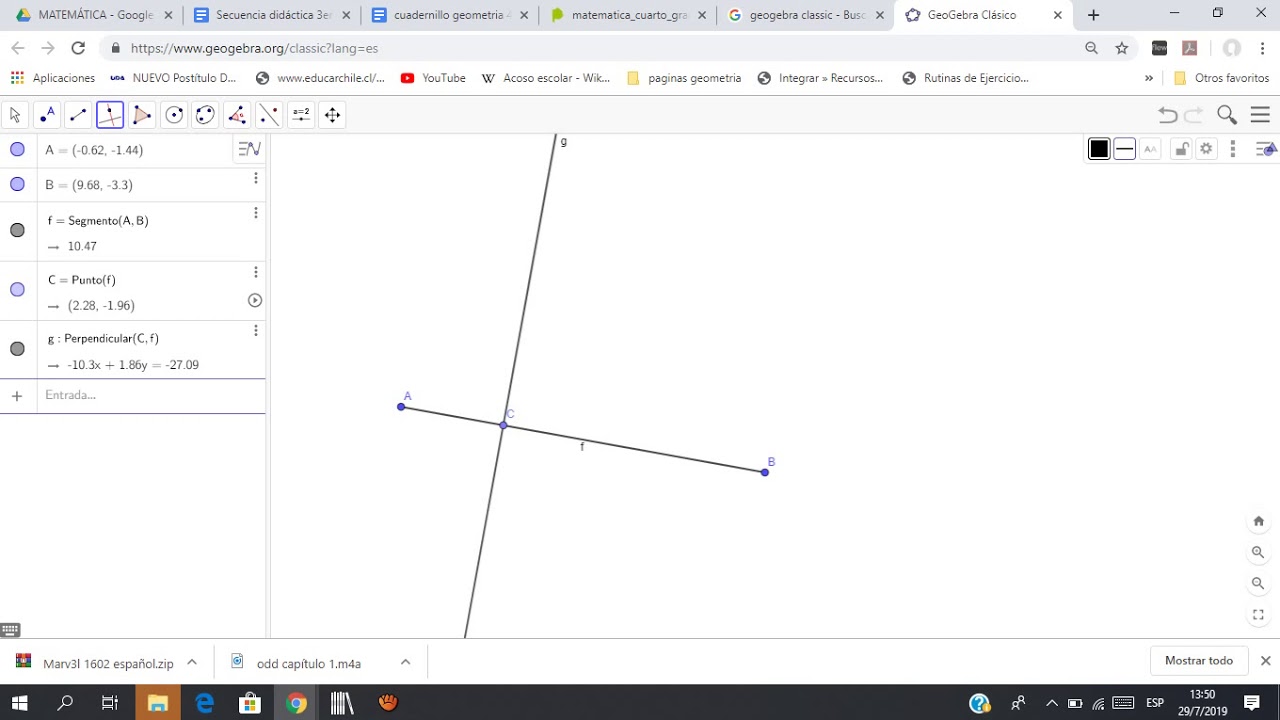 como trazar rectas perpendiculares usando geogebra
