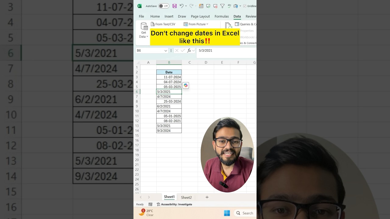 Don't Change Date in Excel like this‼️Instead Use Amazing Trick #excel #exceltips #shorts