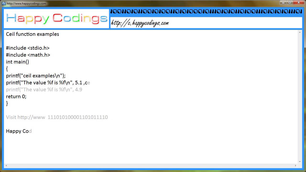 Ceil function c code example